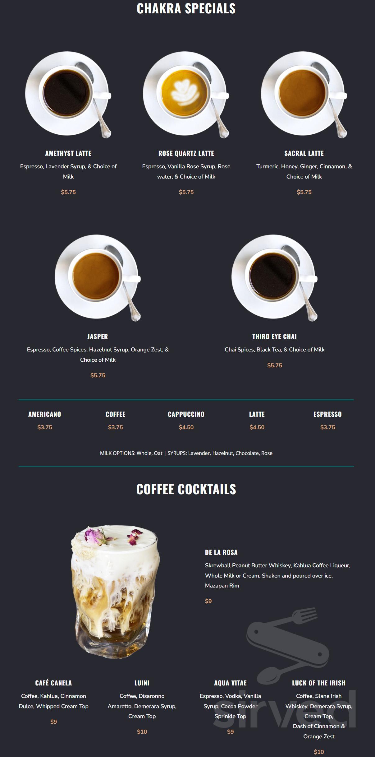 Canvas Artistry menu in Albuquerque, New Mexico, USA