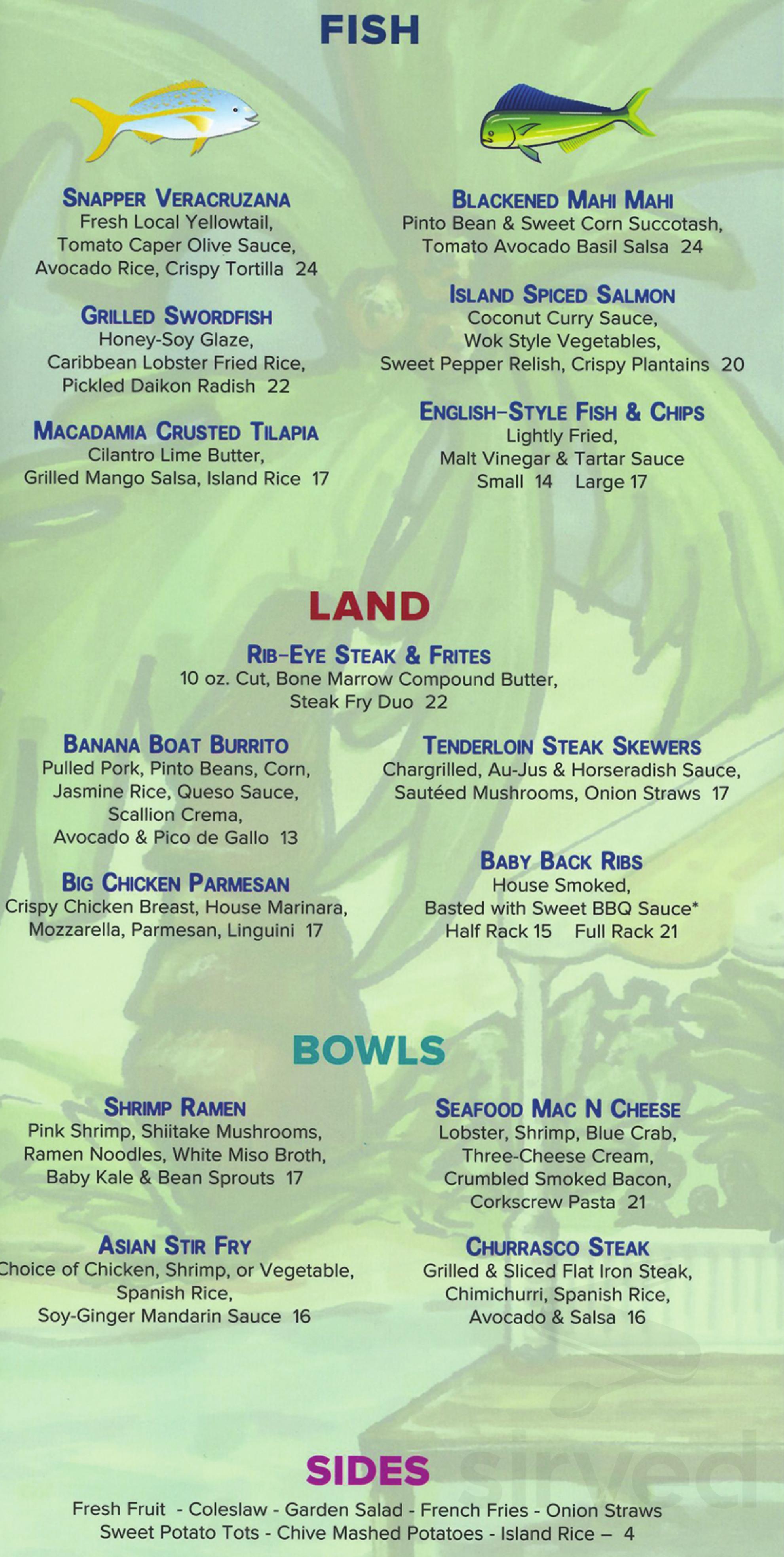 Banana Boat menu in Boynton Beach, Florida, USA