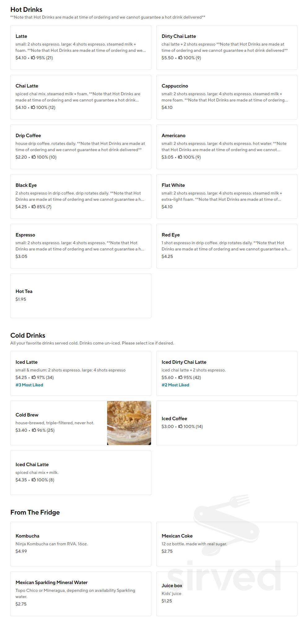 The Smoky Mug menu in Richmond, Virginia, USA