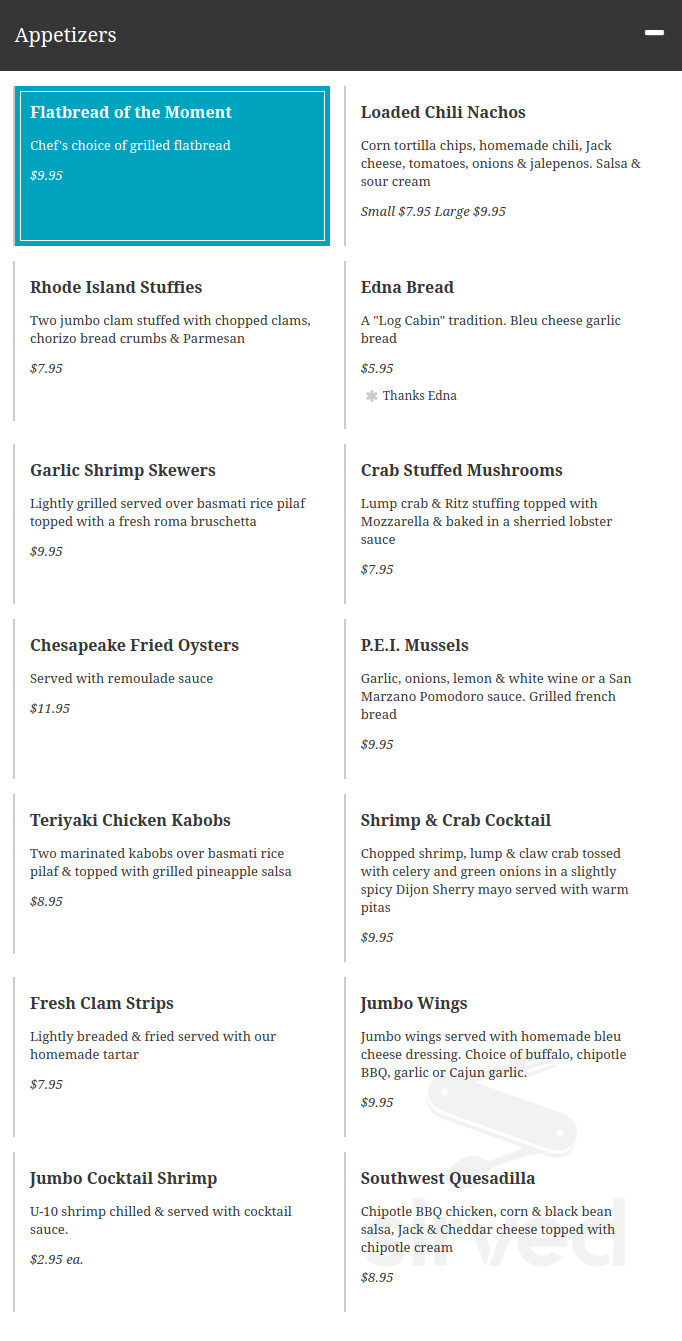 Glendale Grill menus in Easthampton, Massachusetts, United States