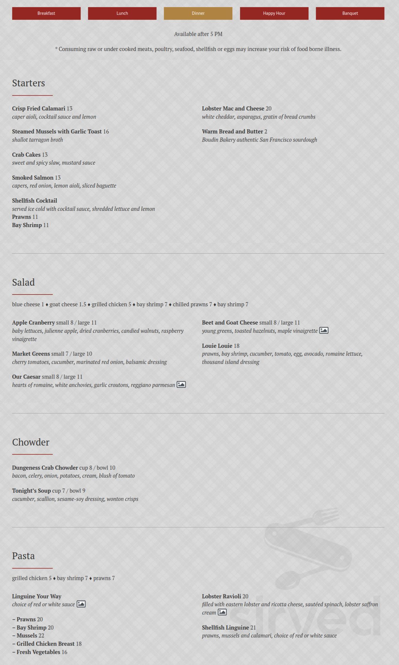 Sears Fine Food menu in San Francisco, California, USA