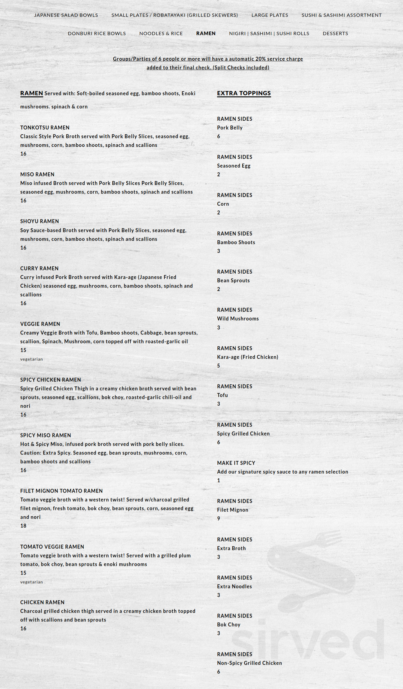 Umaya Izakaya menu in 733 10th St NW, Washington, DC 20001