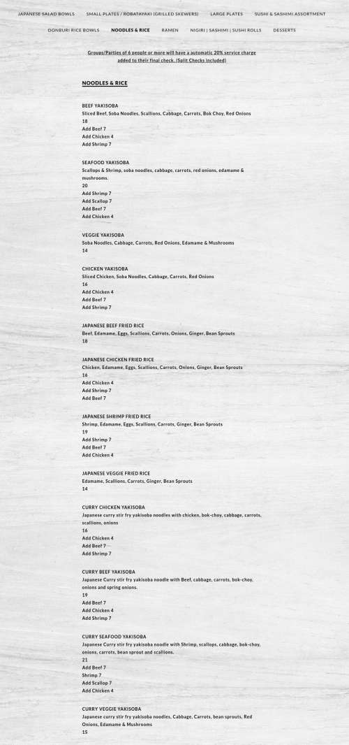 Umaya Izakaya menu in 733 10th St NW, Washington, DC 20001