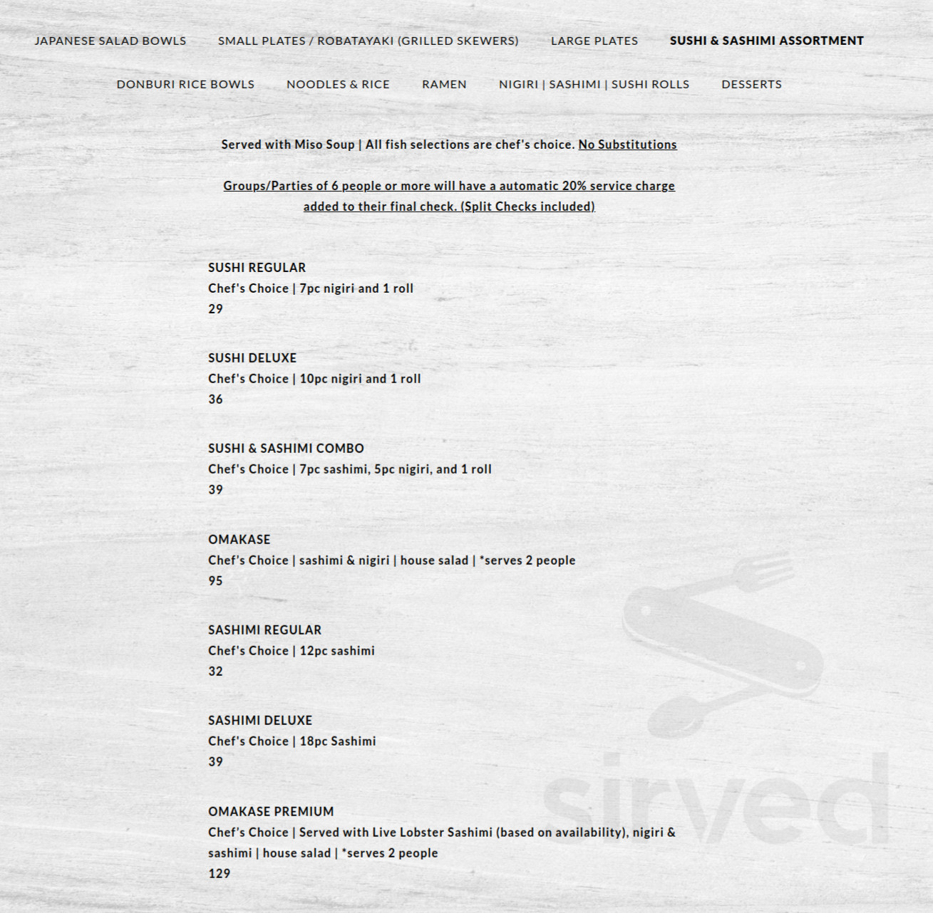 Umaya Izakaya menu in 733 10th St NW, Washington, DC 20001