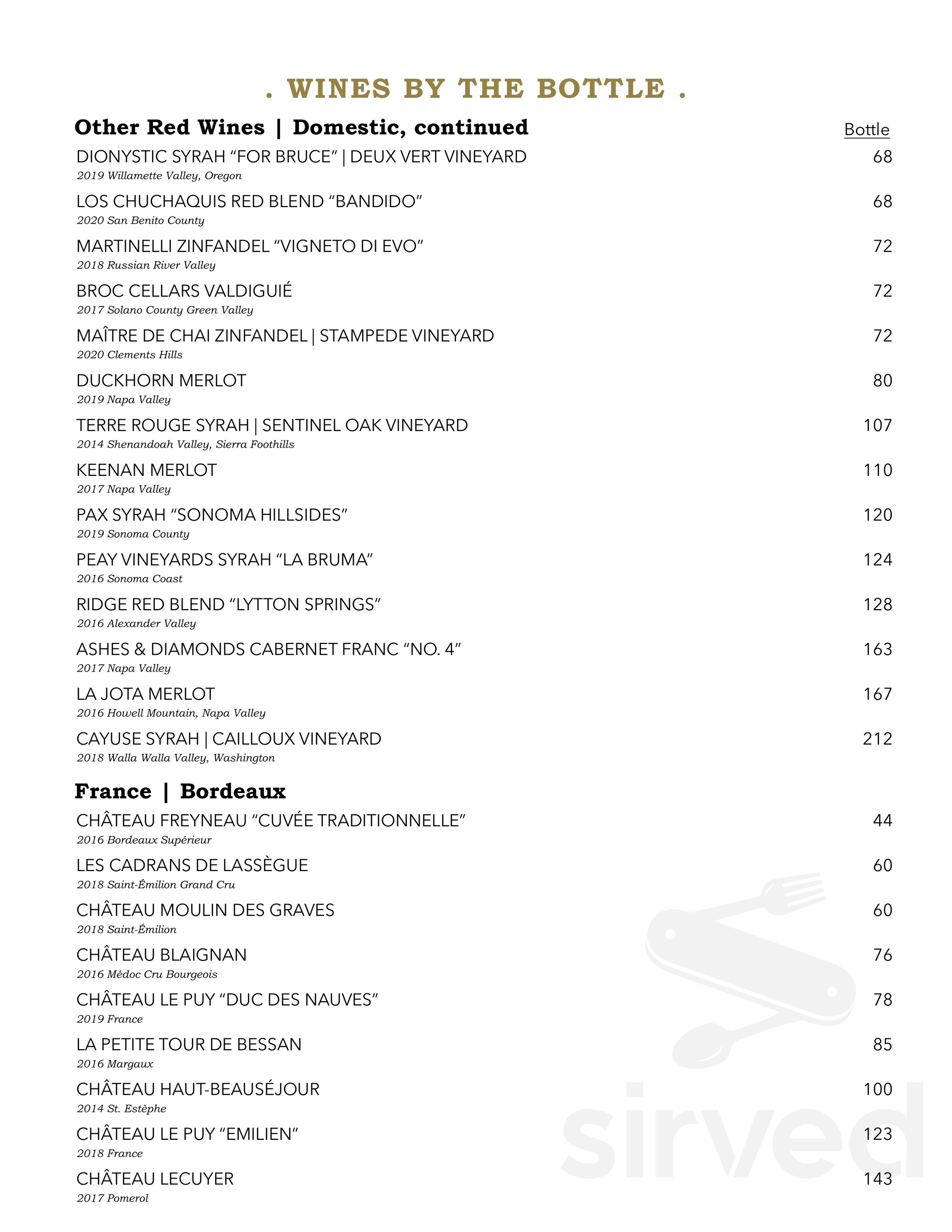 Menu - Memphis TN's 117 Prime | Sirved