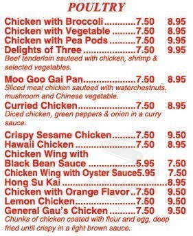 Big Wong Chinese Restaurant menu in Taunton, Massachusetts, USA