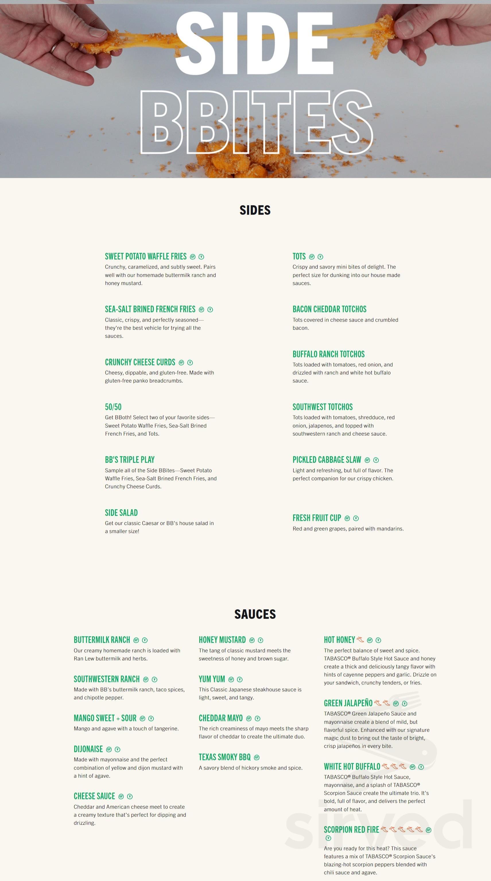 BB's Crispy Chicken menu in Raleigh, North Carolina, USA