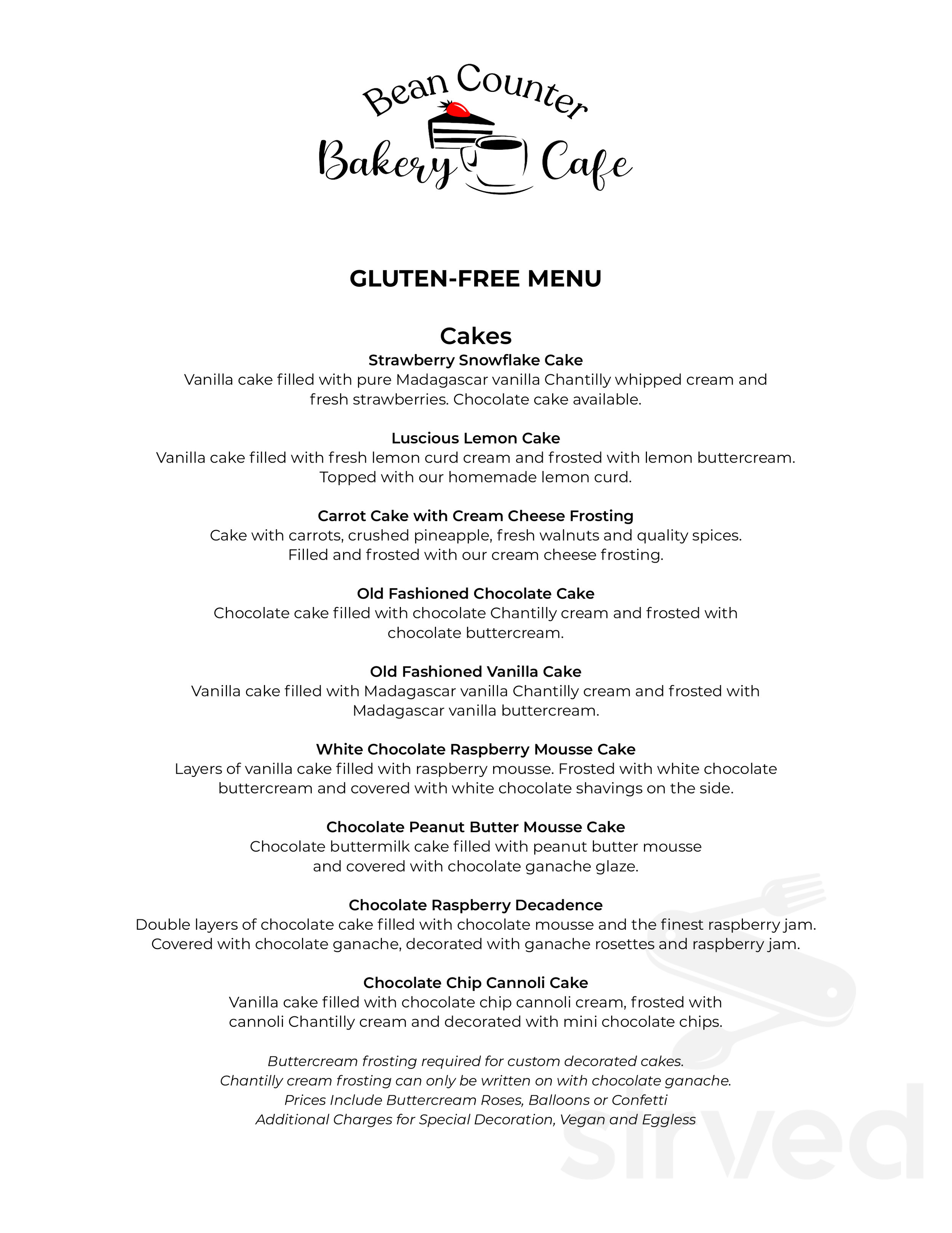 Bean Counter Bakery Cafe menu in Worcester, Massachusetts, USA