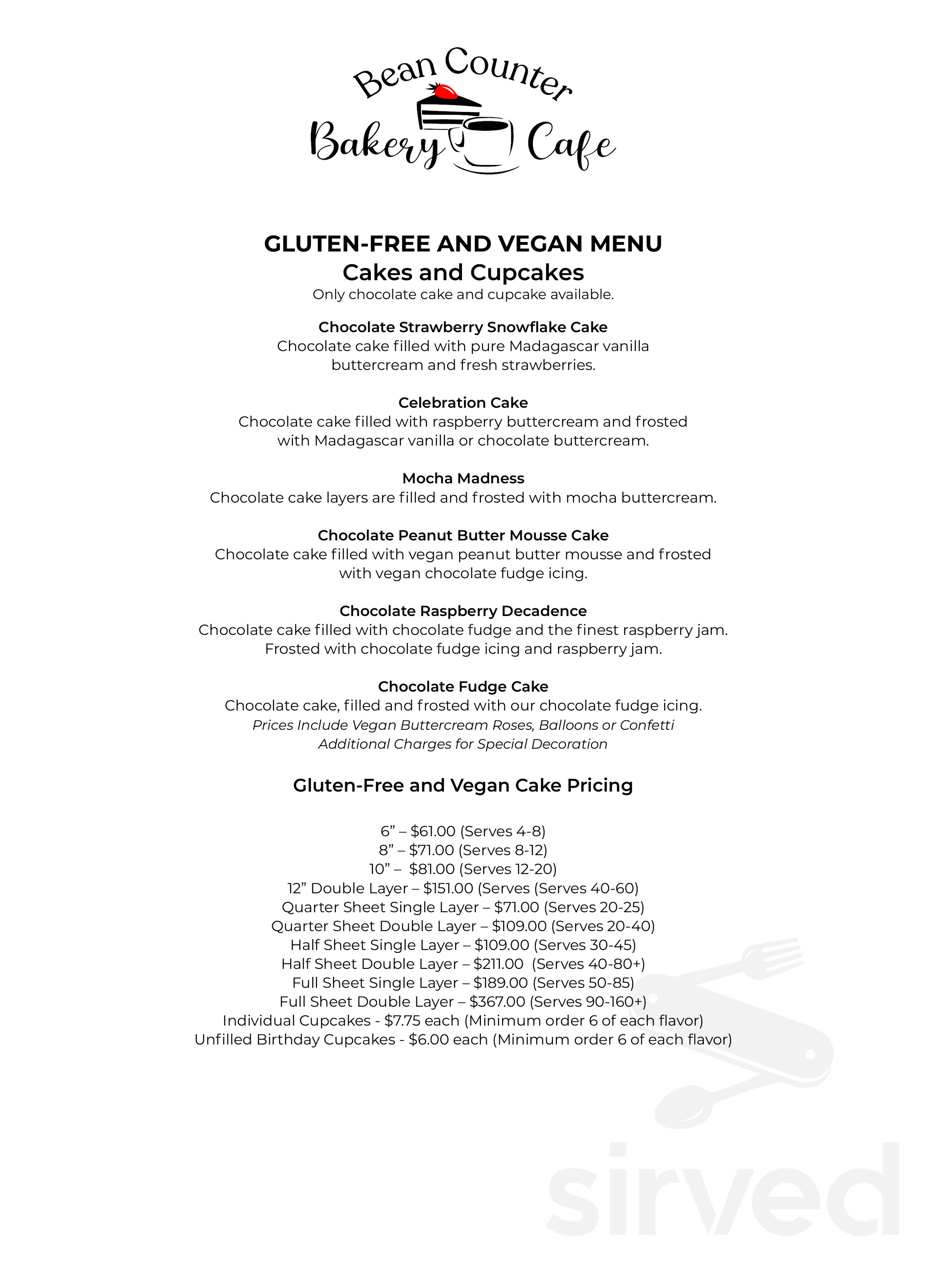 Menu - Worcester MA's Bean Counter Bakery Cafe | Sirved