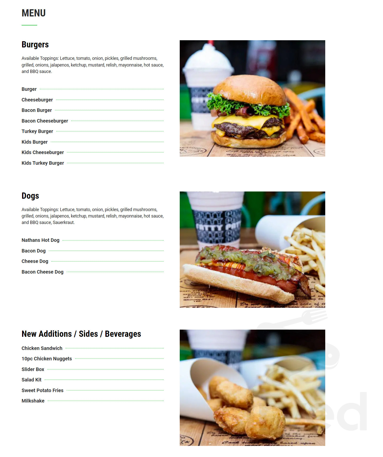 Menu for FATTY PATTY in Shelton, CT | Sirved