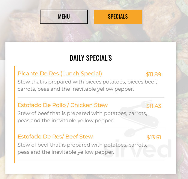 Menu for Peruvian Fusion Cuisine in Miami, Florida, United States