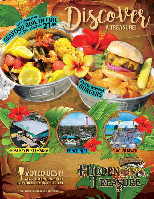 Hidden Treasure Rum Bar & Grill menu in Ponce Inlet, Florida, USA