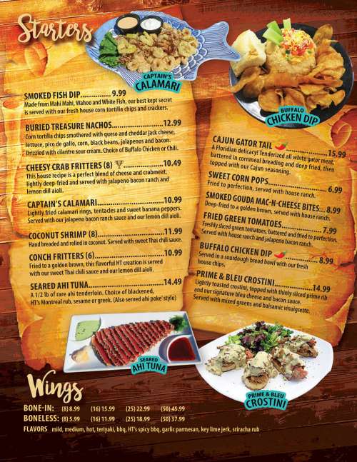 Hidden Treasure Rum Bar & Grill menu in Ponce Inlet, Florida, USA