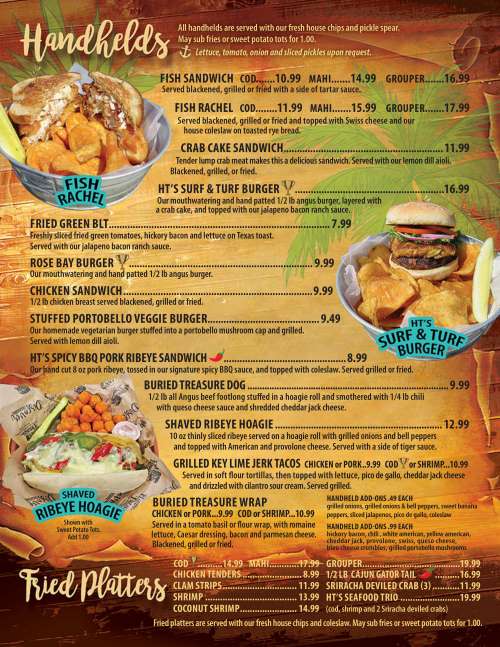 Hidden Treasure Rum Bar & Grill menu in Ponce Inlet, Florida, USA