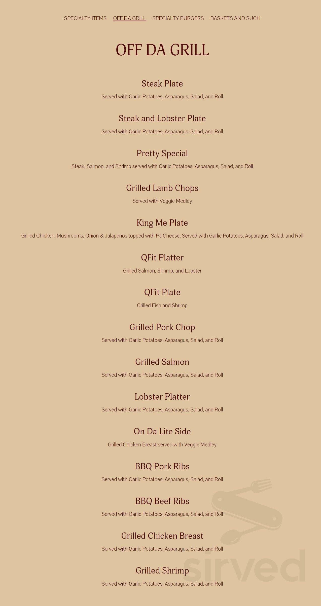 Akasia's Cafe' The Home Of Let Us Cater For You menu in Marrero ...