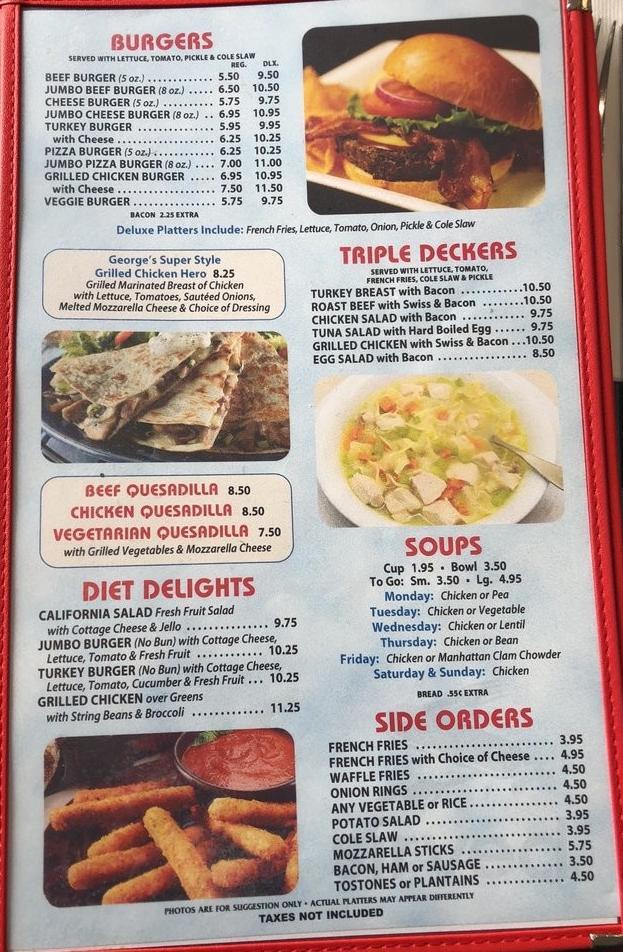 George's Diner menu in The Bronx, New York, USA