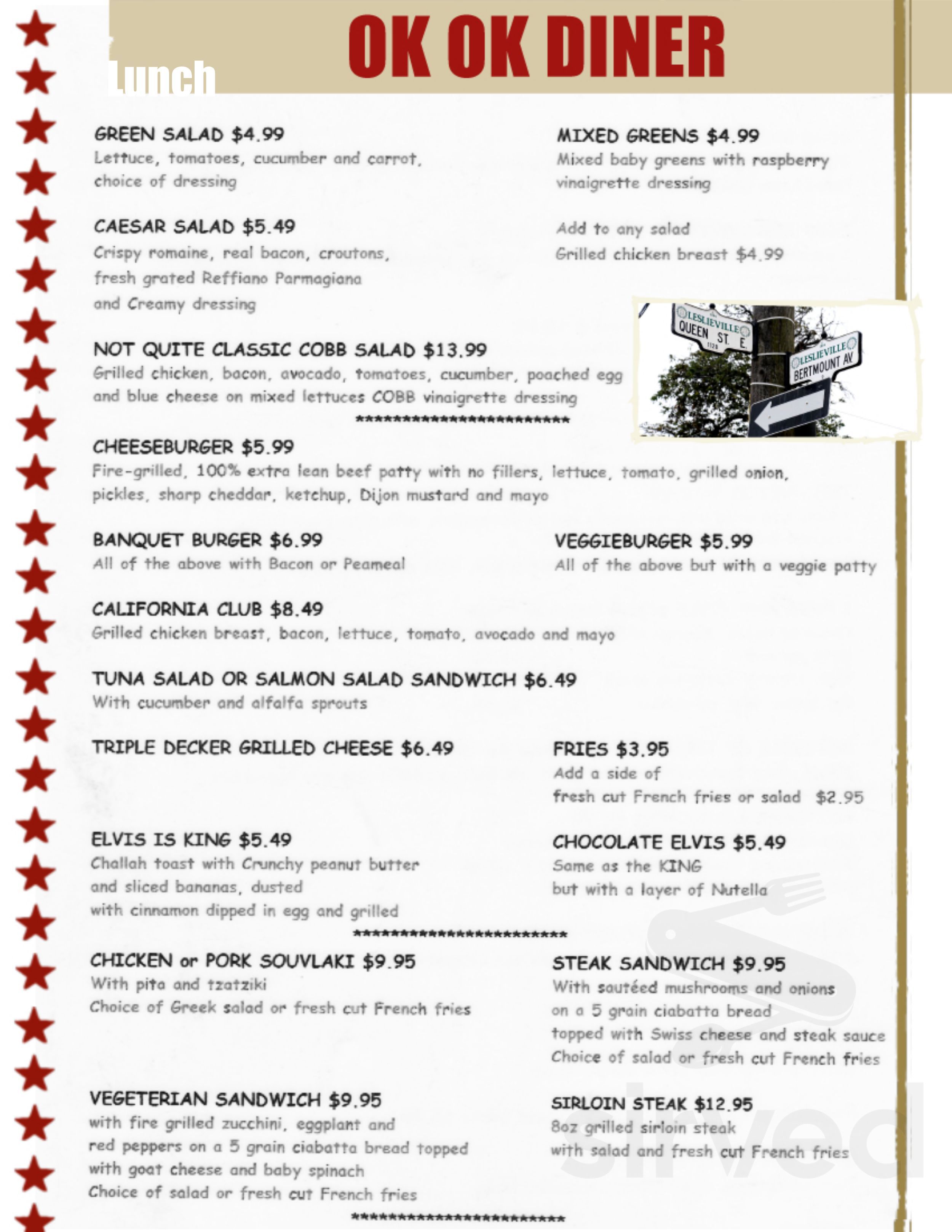 Menu for Okay Okay Diner in Toronto, ON | Sirved