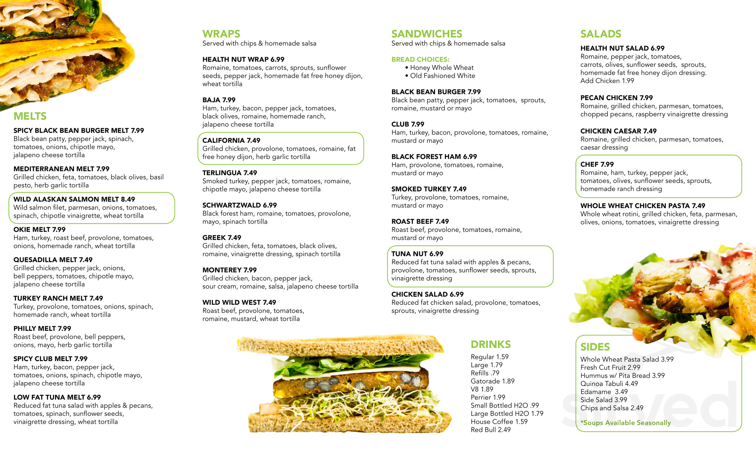 Menu - Oklahoma City OK's Bee Healthy Cafe (University Health Club ...