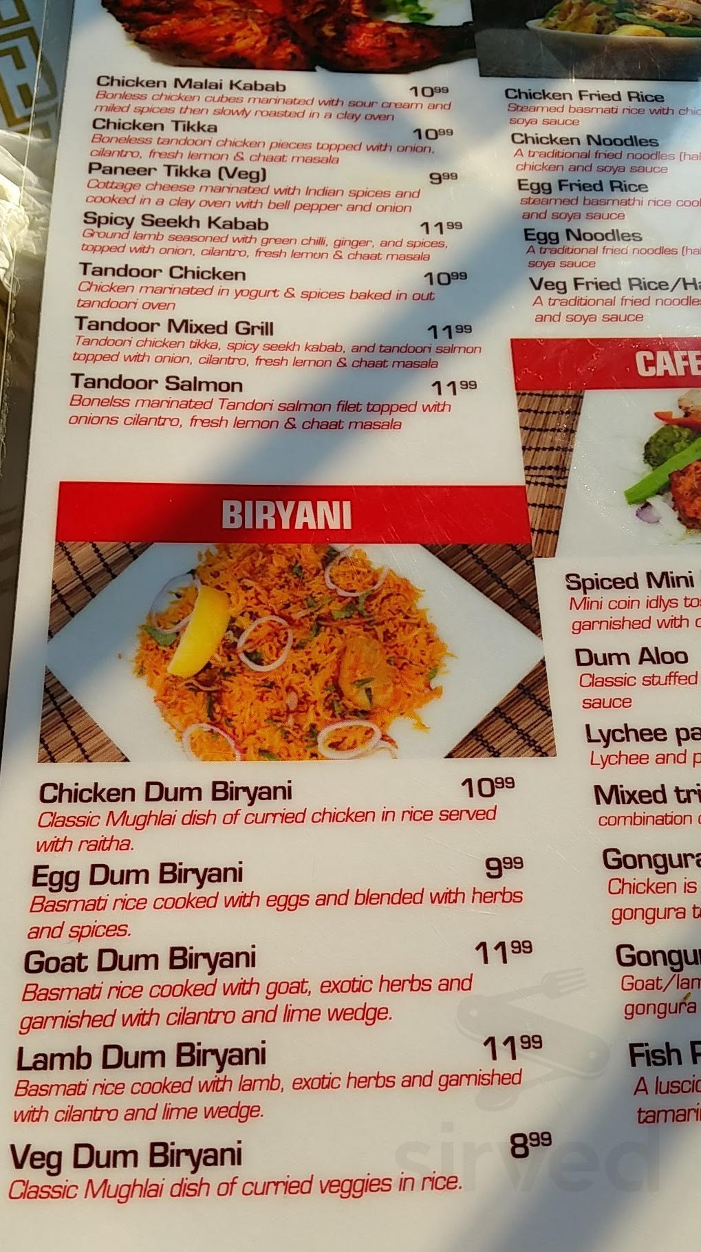 Menu - Carnegie PA's Cafe Delhi and Karma Banquet/Event Center | Sirved