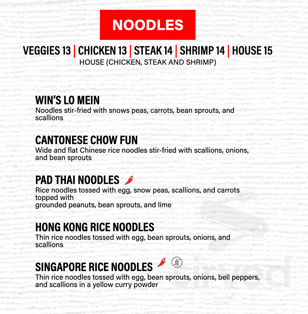 Win Win Asian Kitchen menu in Brandon, Florida, USA