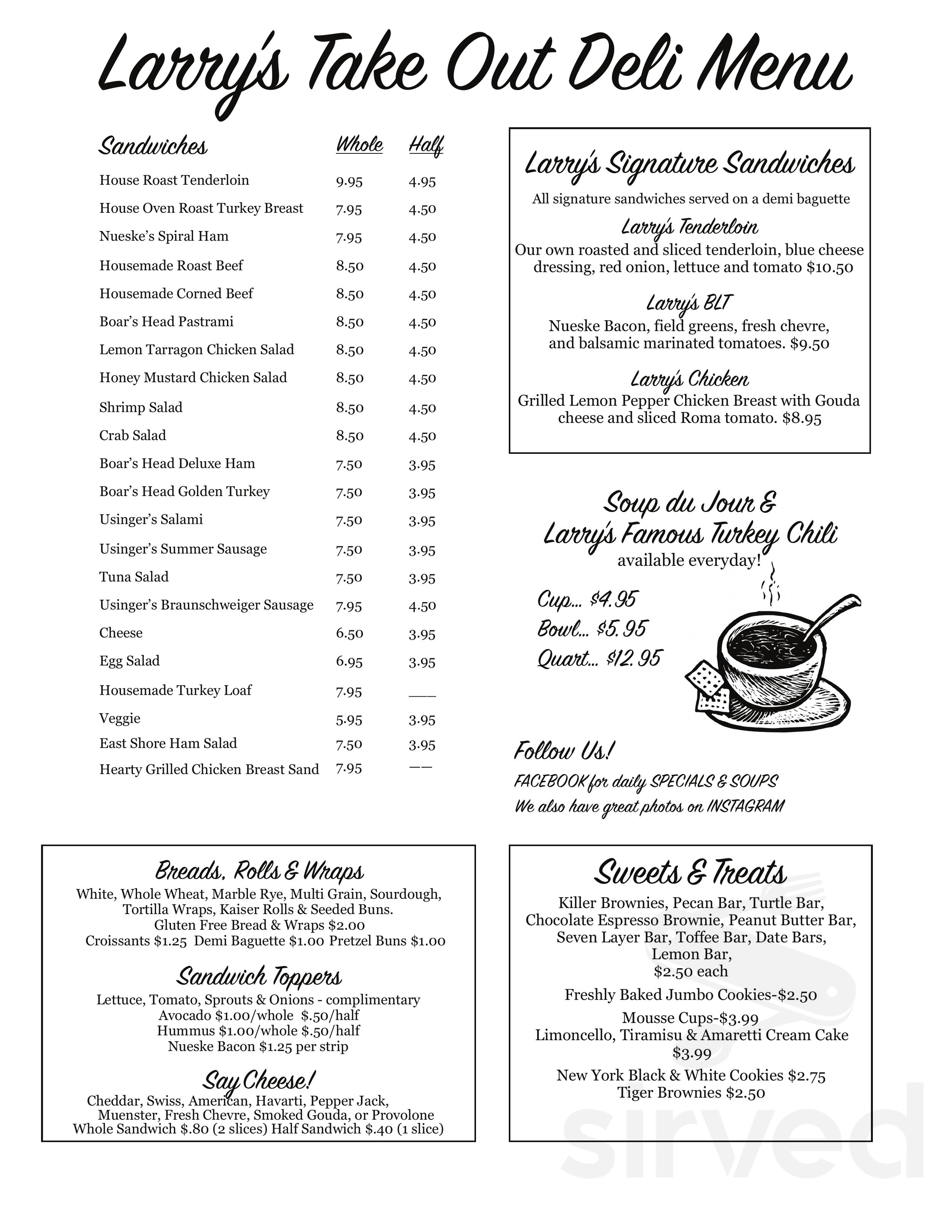 Menu for Larry's Market in Brown Deer, WI | Sirved