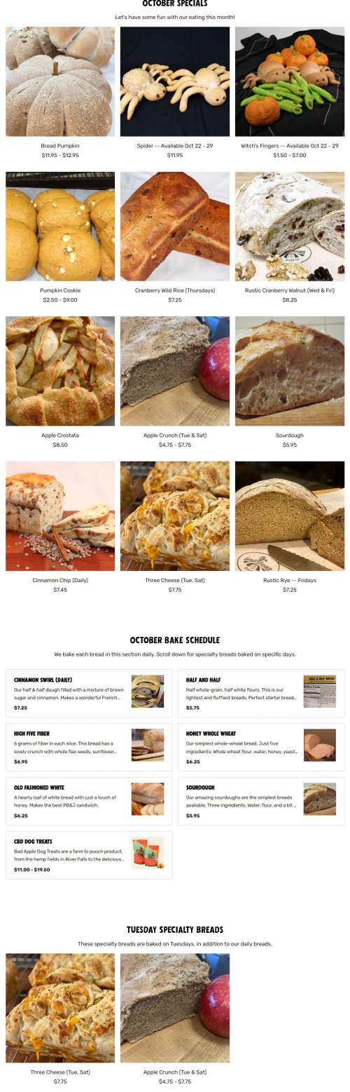 Great Harvest Bread Company menu in Stillwater, Minnesota, USA