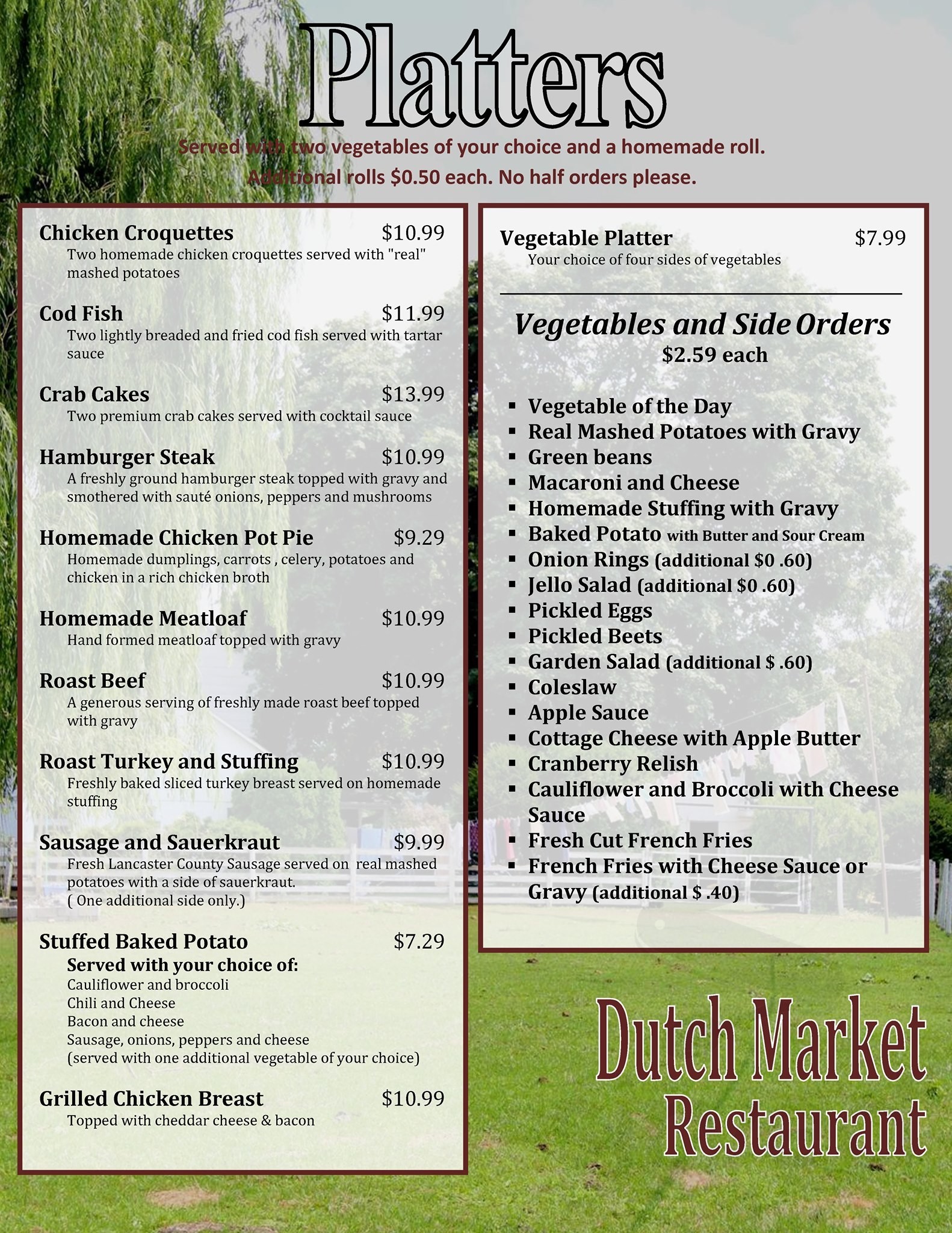 Pennsylvania Dutch Farmer's Market menu in Annapolis, Maryland, USA Pennsylvania Dutch Farmer's Market menu in Annapolis, Maryland, USA
