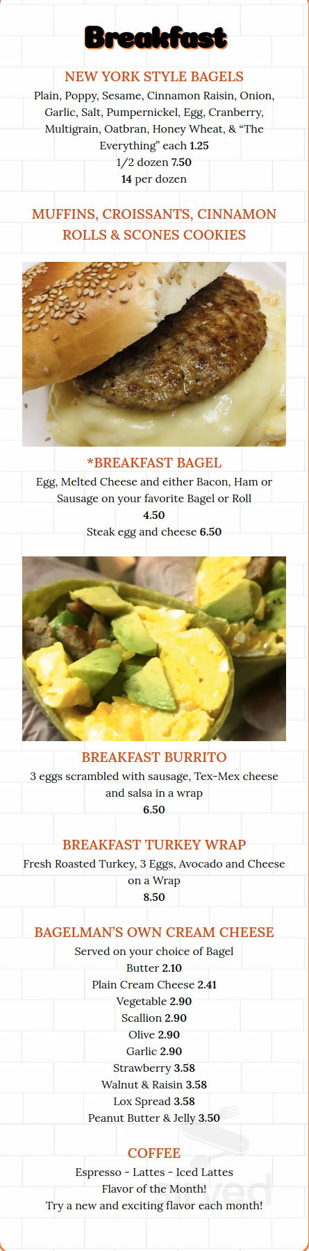 Bagelman menus in Danbury, Connecticut, United States