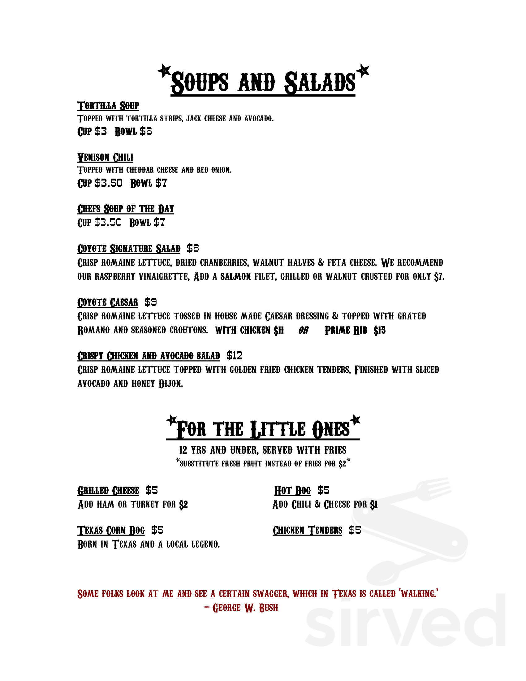Texas Music City Grill & Smokehouse Tyler menu in Tyler, Texas, USA
