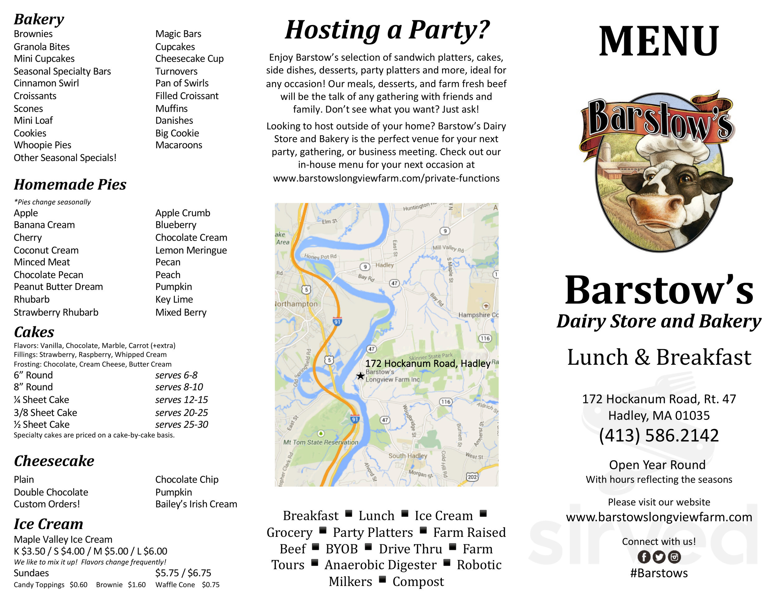 Barstow's Dairy Store and Bakery at Barstow's Longview Farm menu in ...