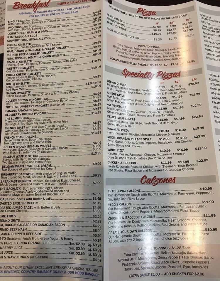 Menu - Sterling VA's Delia's Pizzeria and Grille of Countryside | Sirved