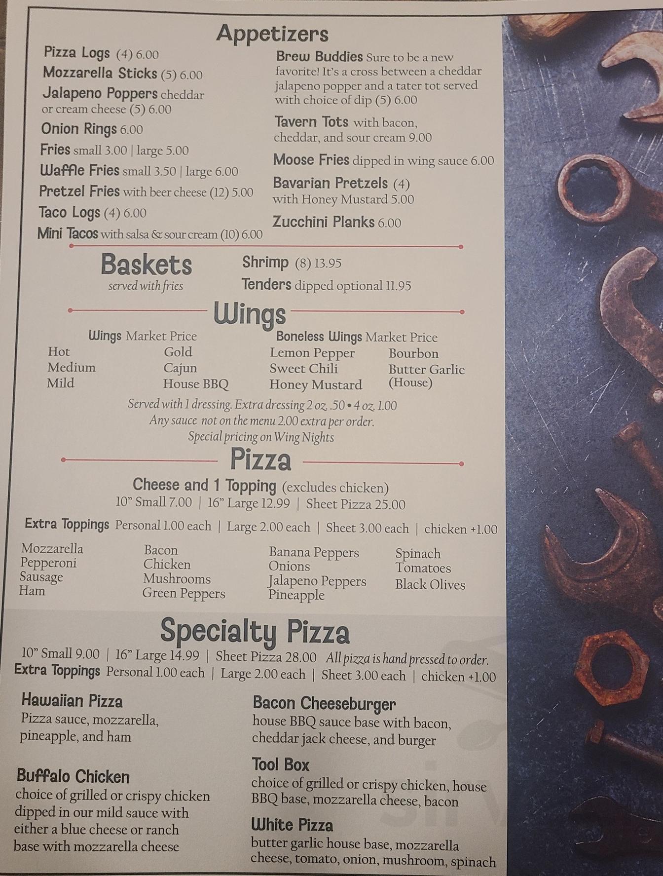 Menu - Randolph NY's Old Tool Tavern | Sirved