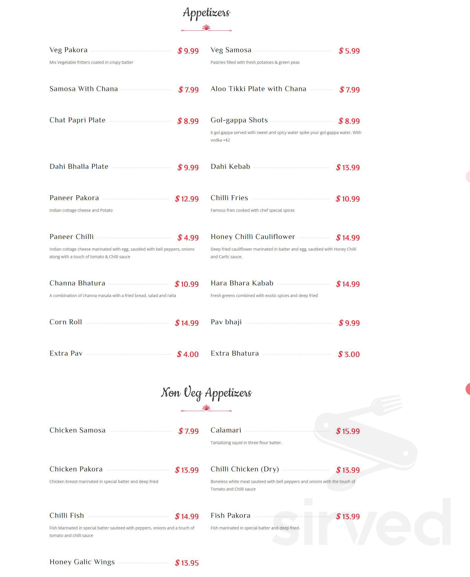 Curry Hut Indian Bistro menu in Vancouver, British Columbia, Canada