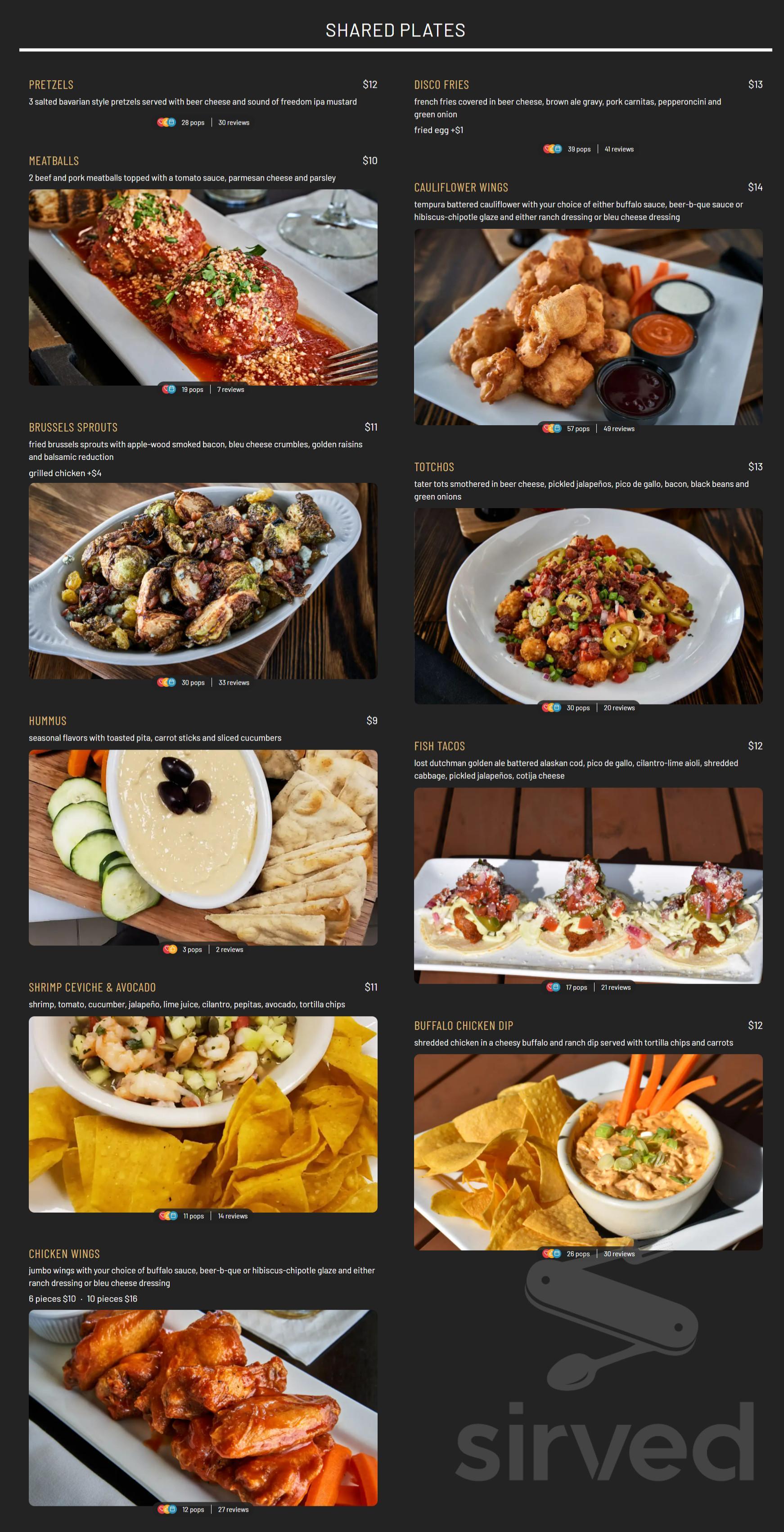State 48 Rock House menu in Phoenix, Arizona, USA