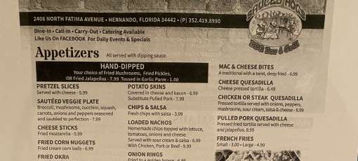 Menu for Sauced Hogs in Hernando, FL | Sirved