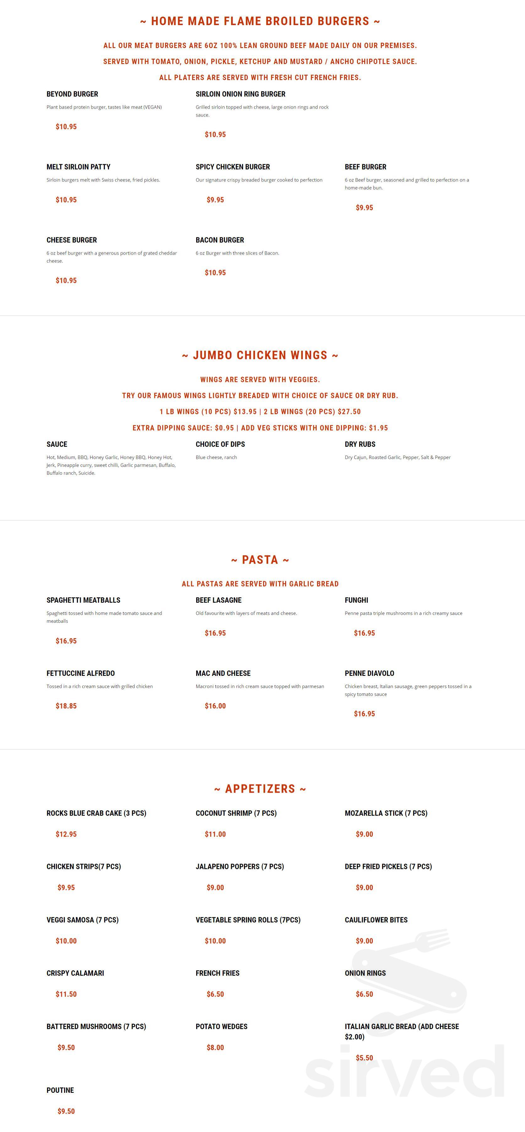 Menu - Whitby ON's Pizza Rock - The Wood Burning Pizza | Sirved