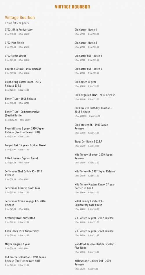 Gallant Fox Brewing Company menu in Louisville, Kentucky, USA