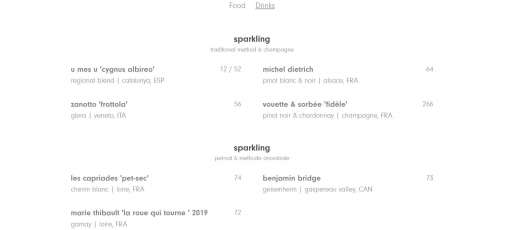 Menu for The Oxbow Natural Wine Bar & Restaurant in Winnipeg, MB | Sirved