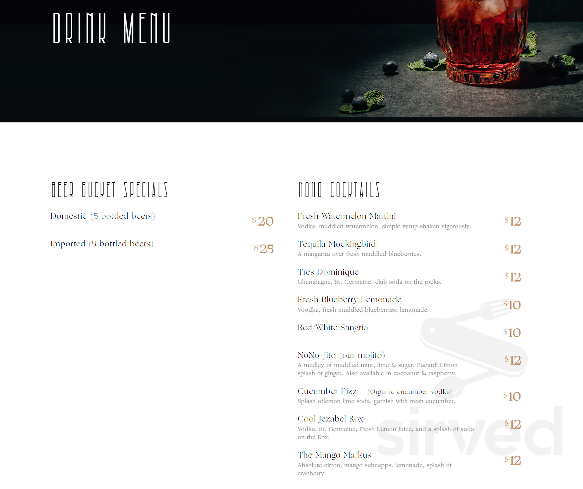 NoNo Lounge menu in Queens, New York, USA