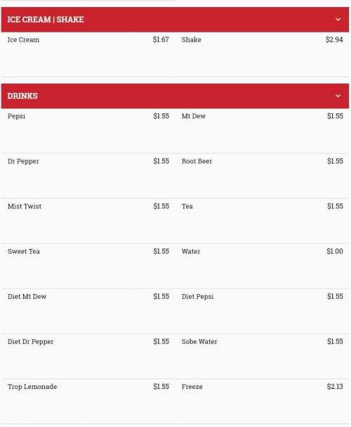 Gross' Burgers menu in Danville, Illinois, USA