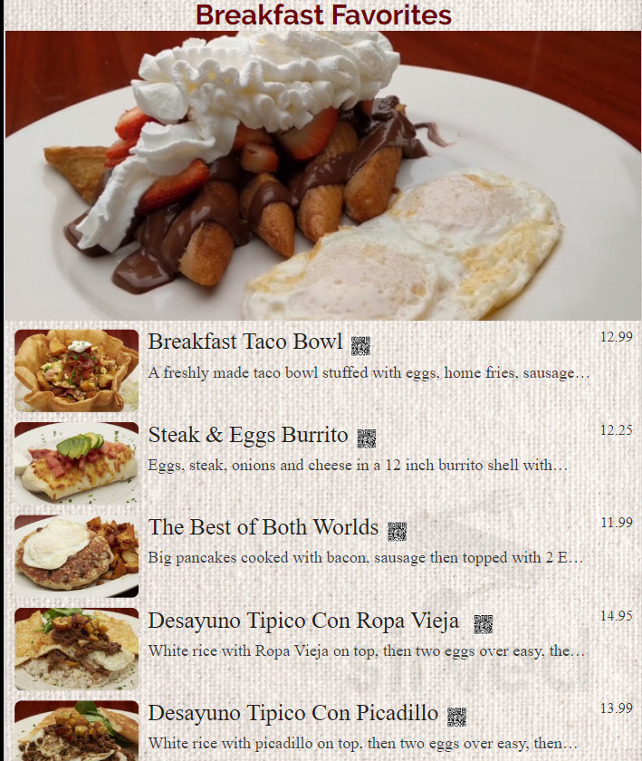 Latin Grill Tampa menu in Tampa, Florida, USA