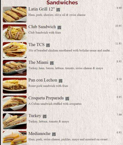 Latin Grill Tampa menu in Tampa, Florida, USA
