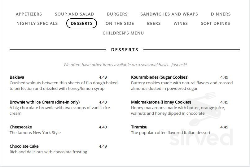 Gahanna Grill menu in Gahanna, Ohio, USA