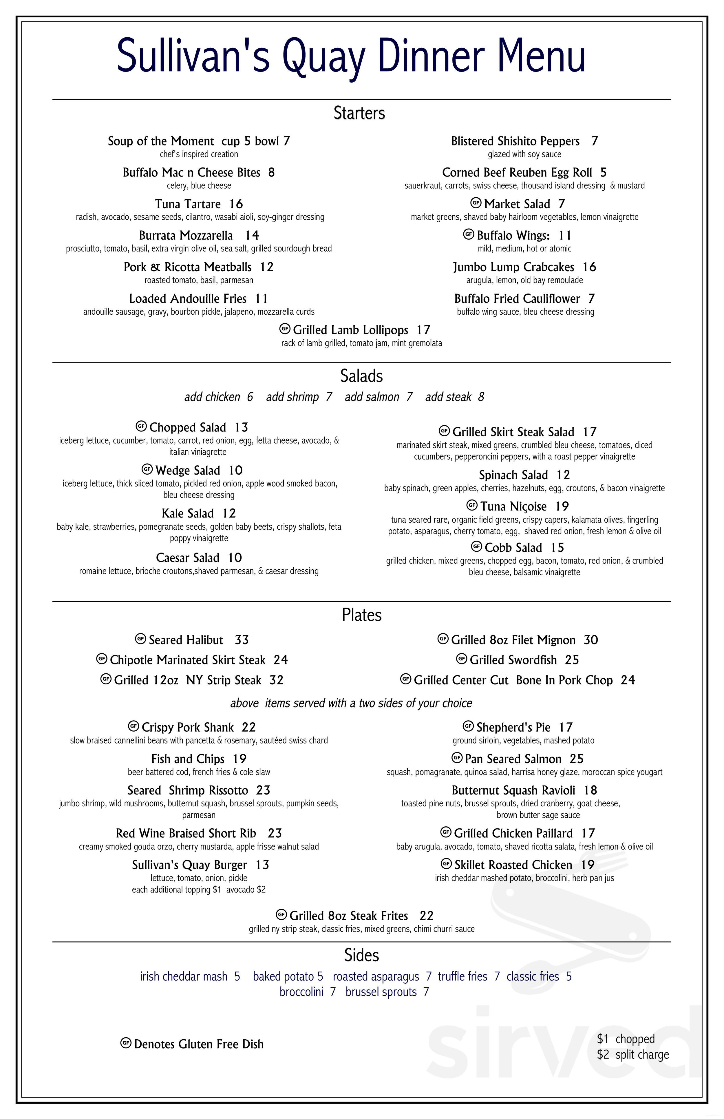 Menu - Port Washington NY's Sullivan's Quay | Sirved