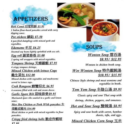 Asia Palace menu in Las Vegas, Nevada, USA