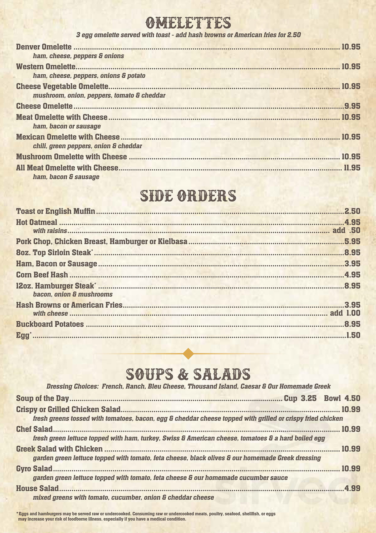 Buckboard menu in Lakeville, Minnesota, USA