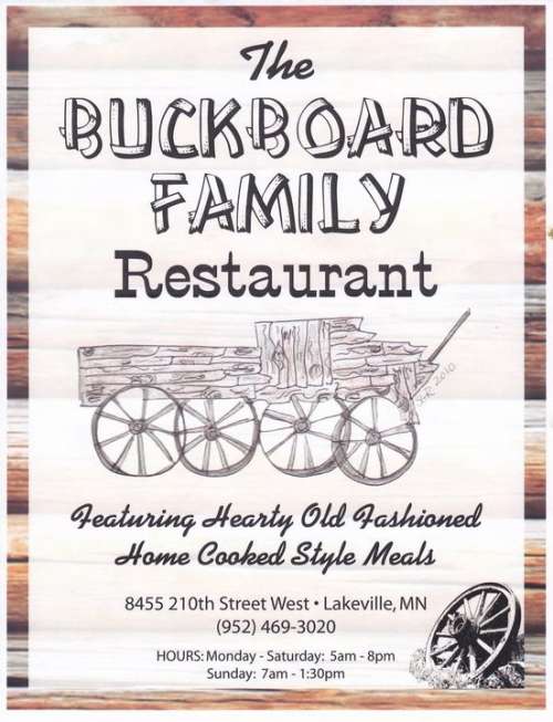Buckboard menu in Lakeville, Minnesota, USA