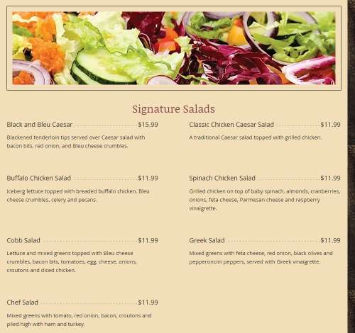 Harry's Stone Grill menu in Madison, Indiana, USA