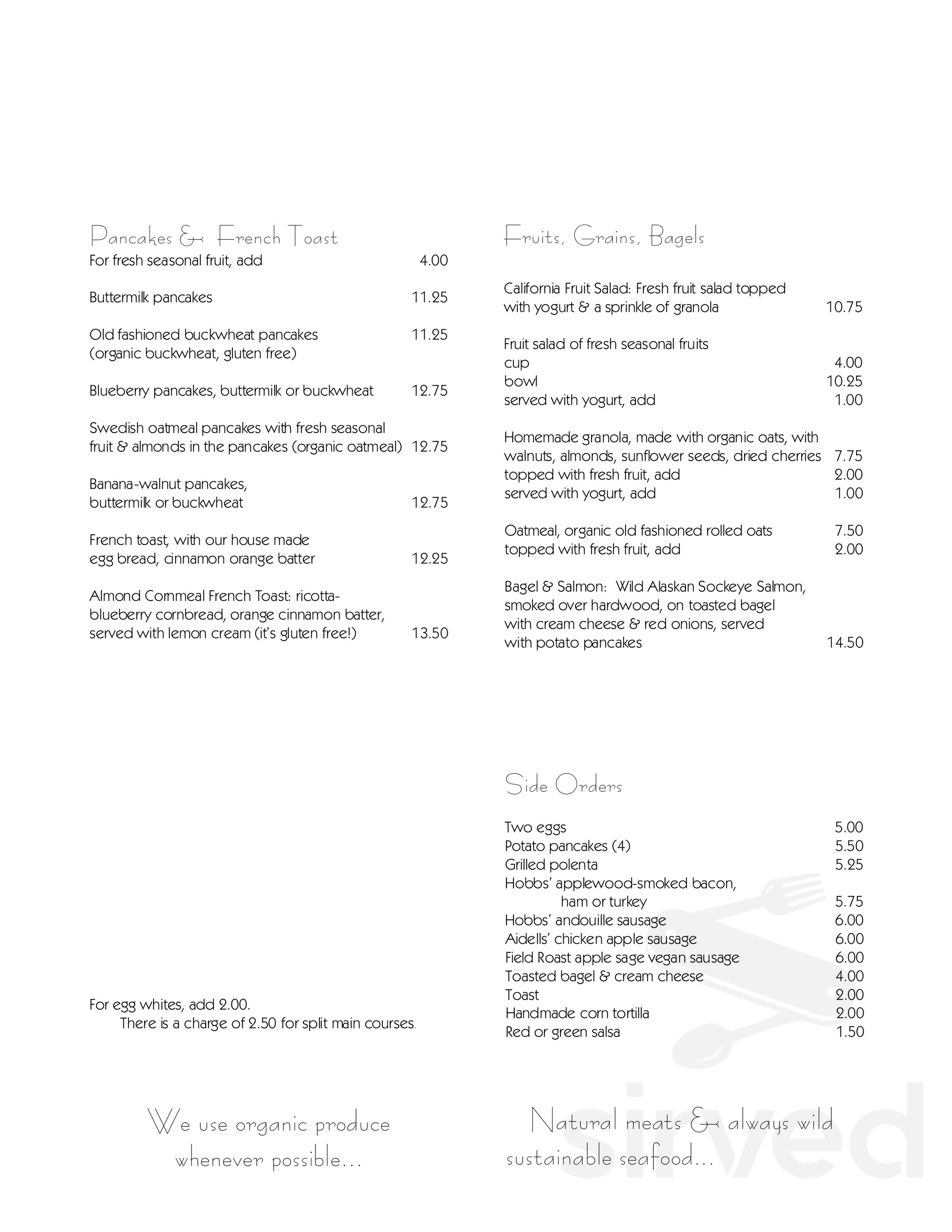 Menu - San Francisco CA's Town's End Brunch | Sirved