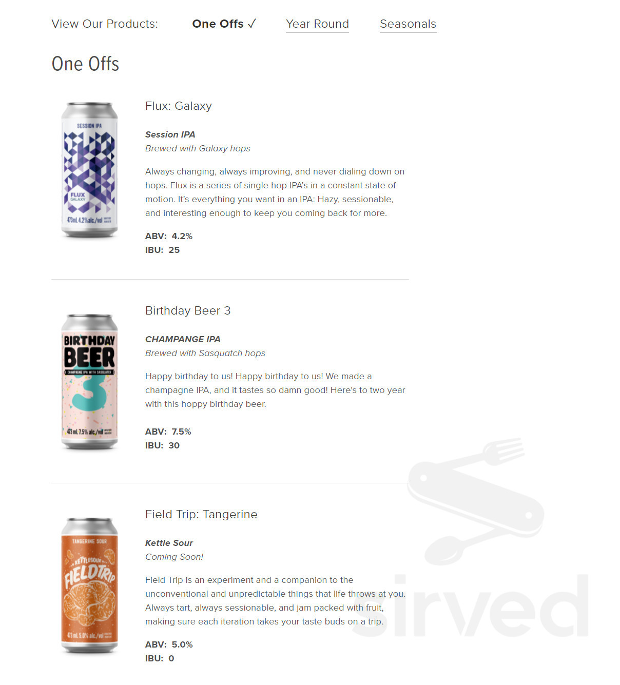 Copper Bottom Brewing menu in Montague, Prince Edward Island, Canada